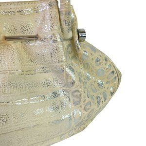 Plinio Visona | Bags | Plinio Visona Cream Silver Genuine Leather ...